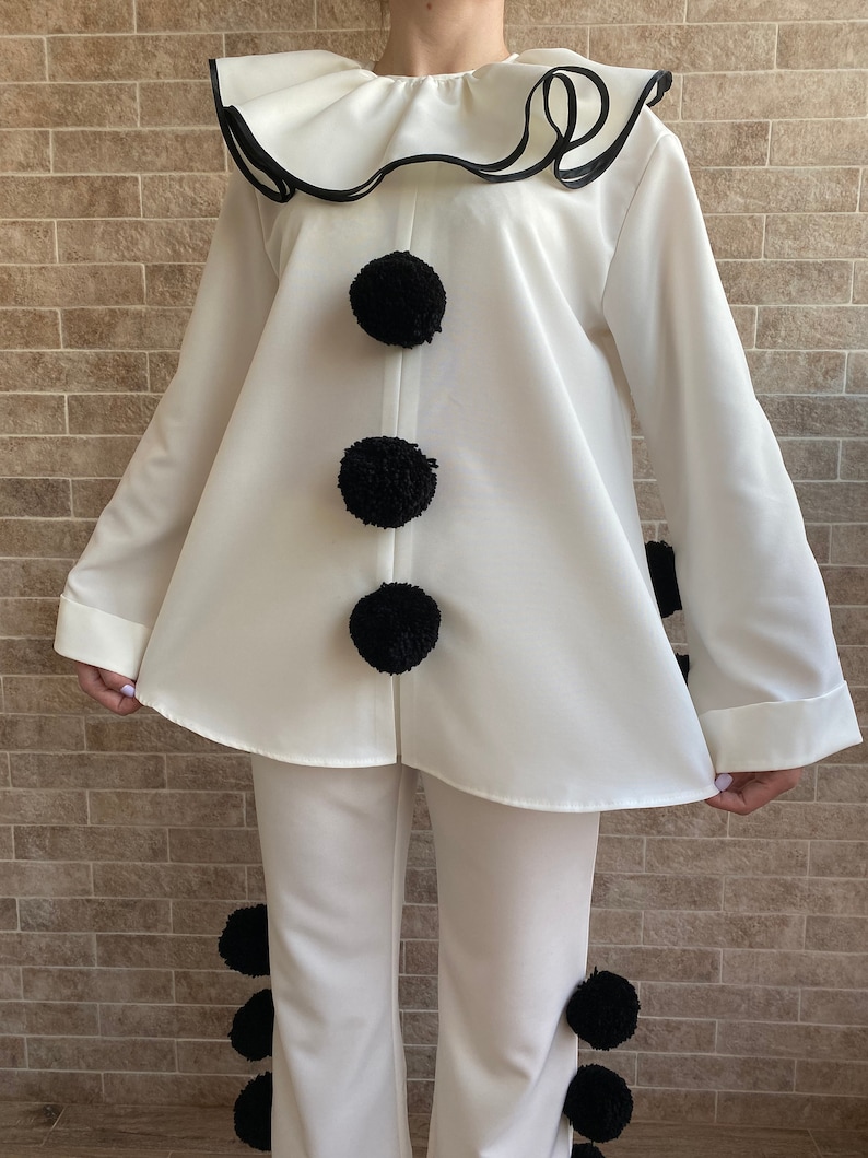 Pierrot Costume Pierrot Collar Clown Costume White Black - Etsy