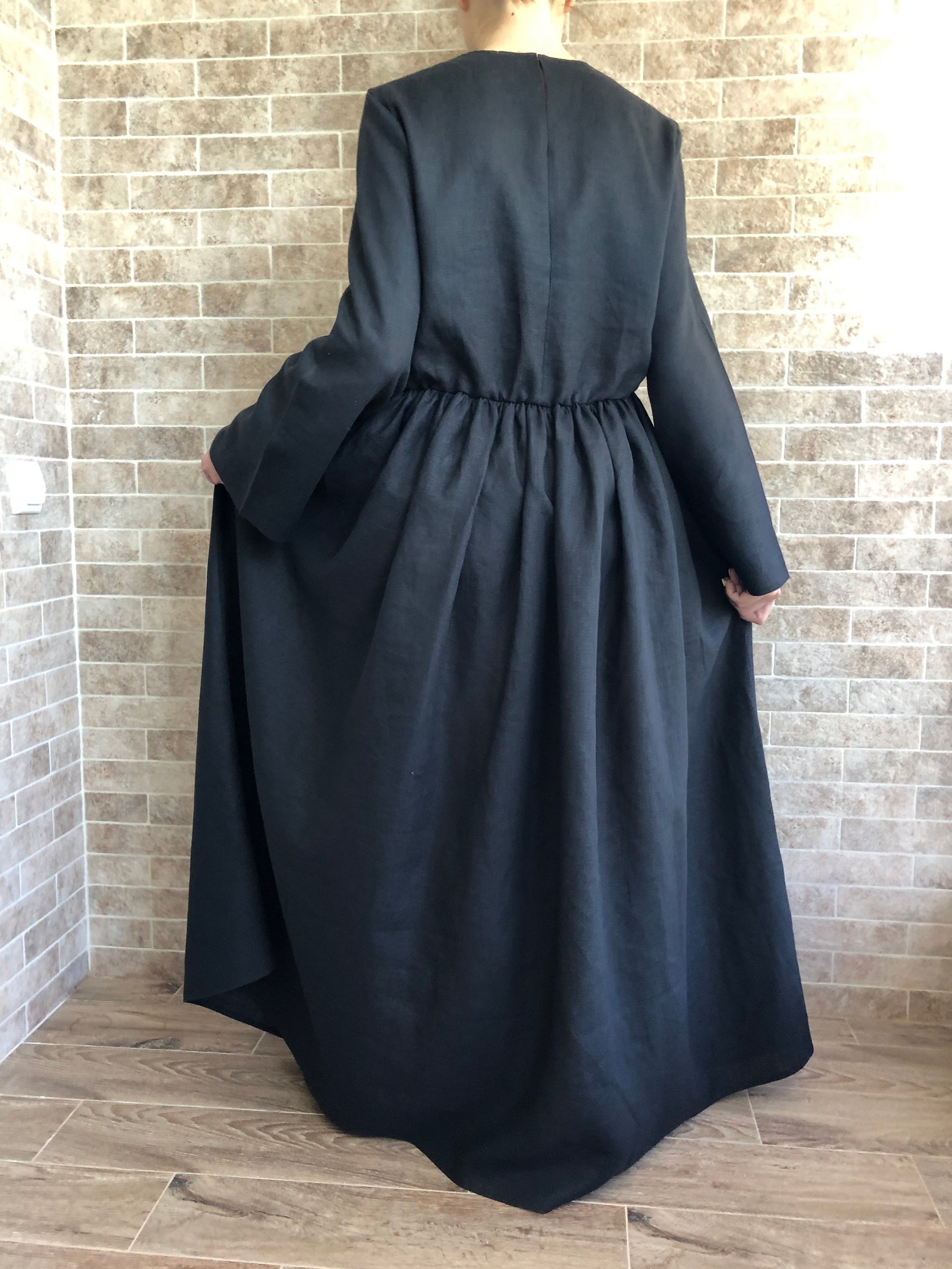 Nun Costume Linen Costume Nun Habit Veil Collar Halloween Costume Nun's ...