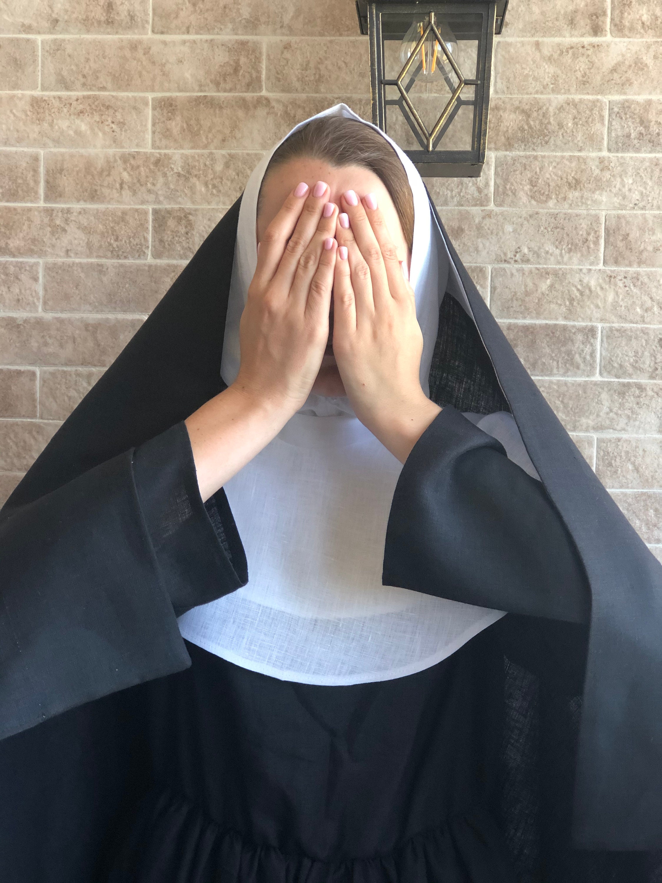 Nun costume linen costume Nun habit veil collar Halloween | Etsy
