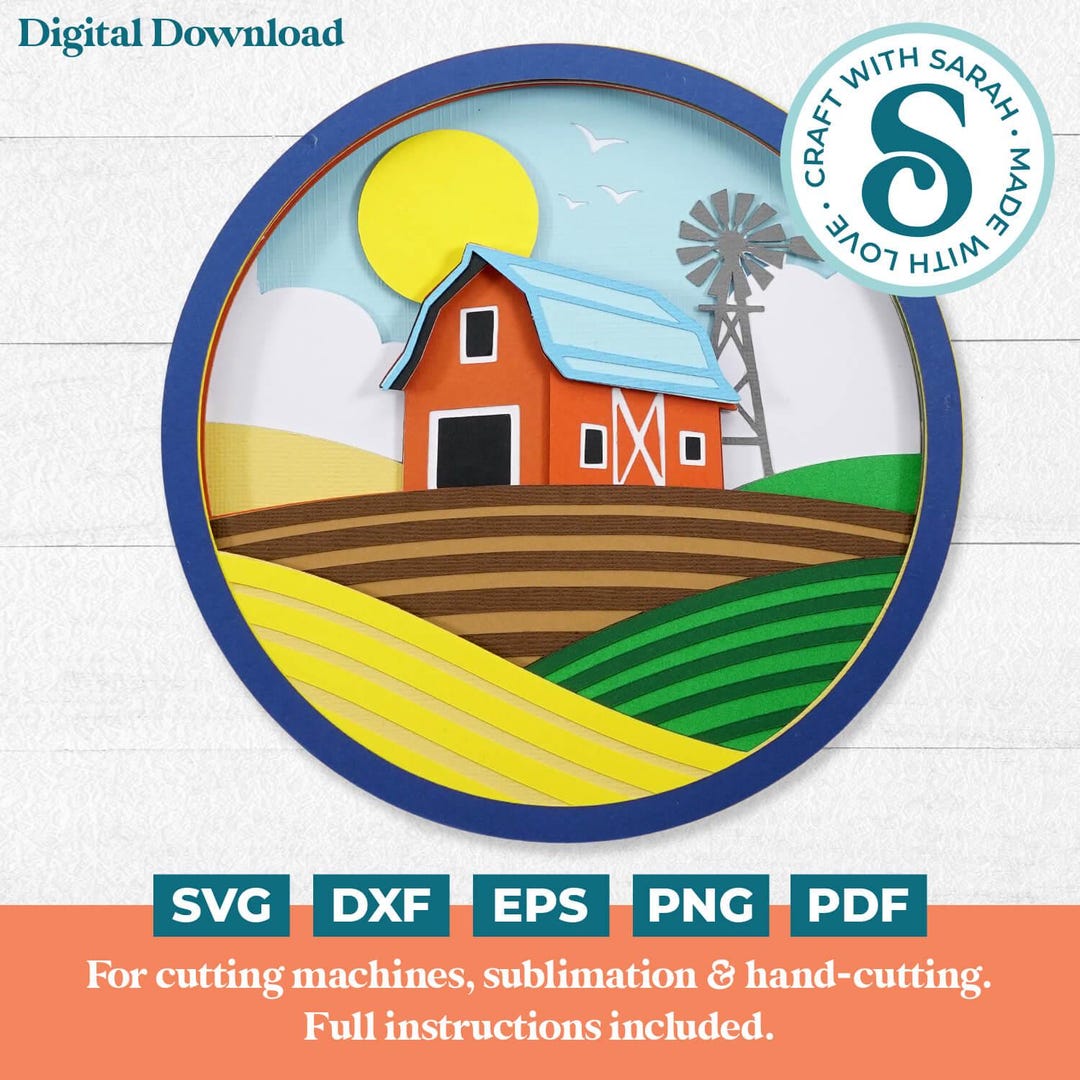 Farm Scene SVG | Layered 3D Farming Cutting File - Etsy