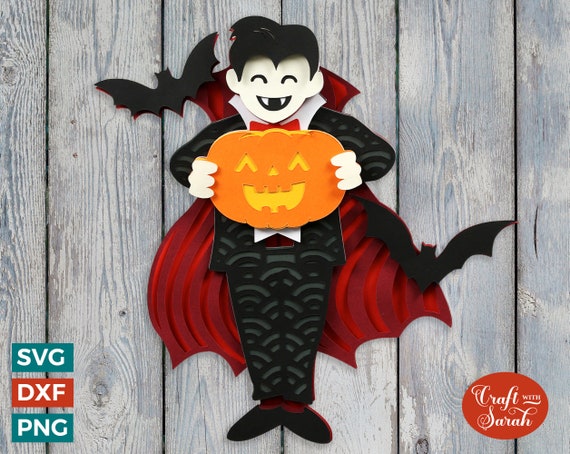 Halloween Vampire SVG 3D Little Vampire With Pumpkin SVG - Etsy UK