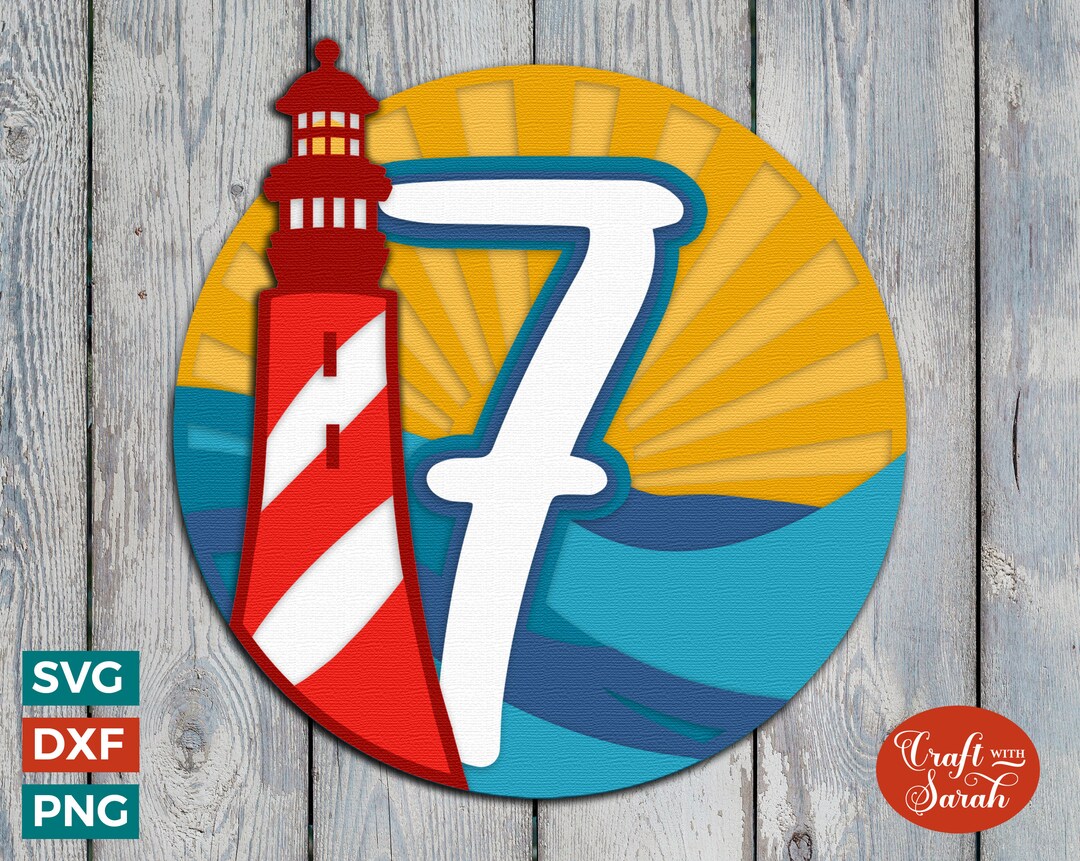 Lighthouse Number 7 Layered SVG | 3D Lighthouse Alphabet - Etsy
