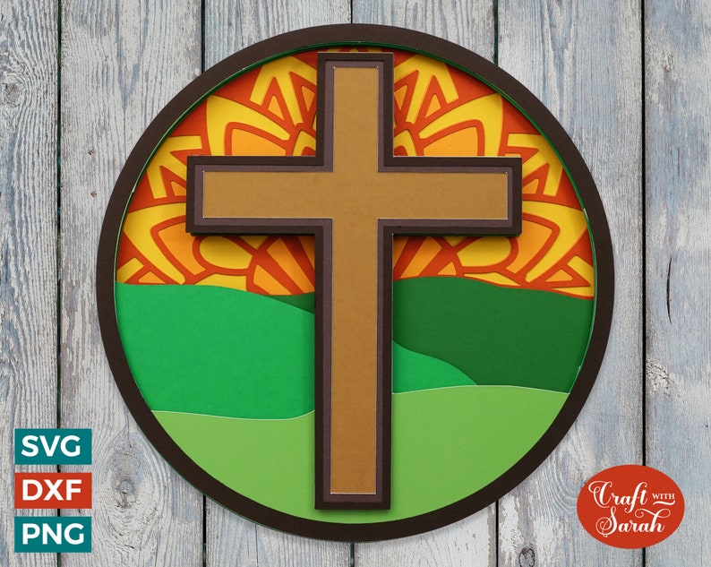 Mandala Sunset Cross SVG 3D Easter SVG - Etsy