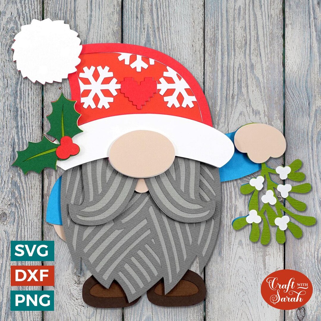 Mistletoe Gnome SVG | Layered Male Festive Christmas Gonk Cutting Files ...
