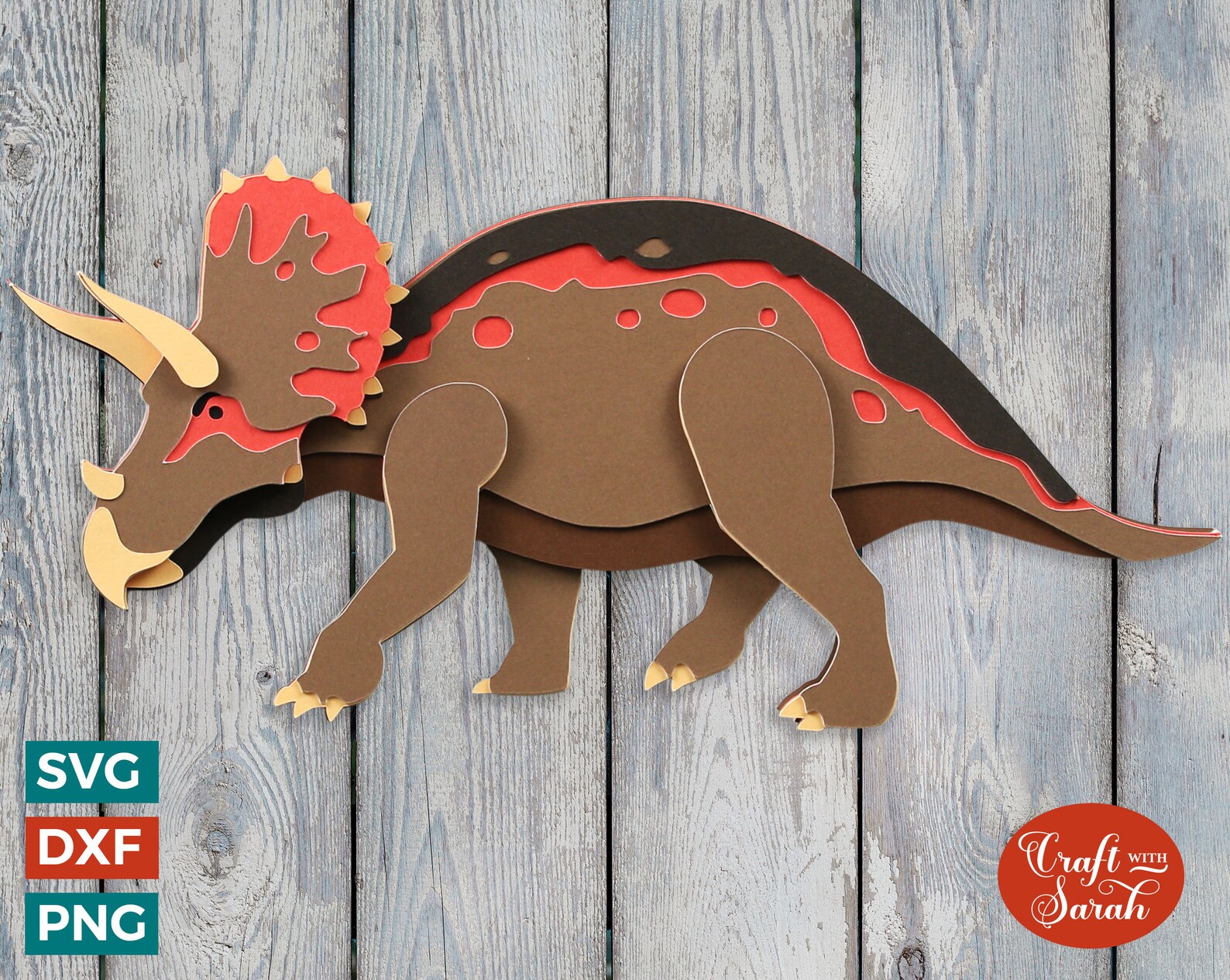 Triceratops SVG | Layered Triceratops Dinosaur Cutting File - Etsy