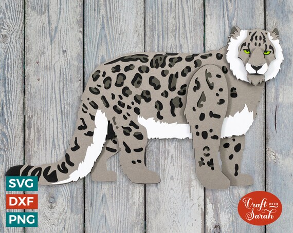 Snow Leopard SVG 3D Layered Snow Leopard Cut File - Etsy