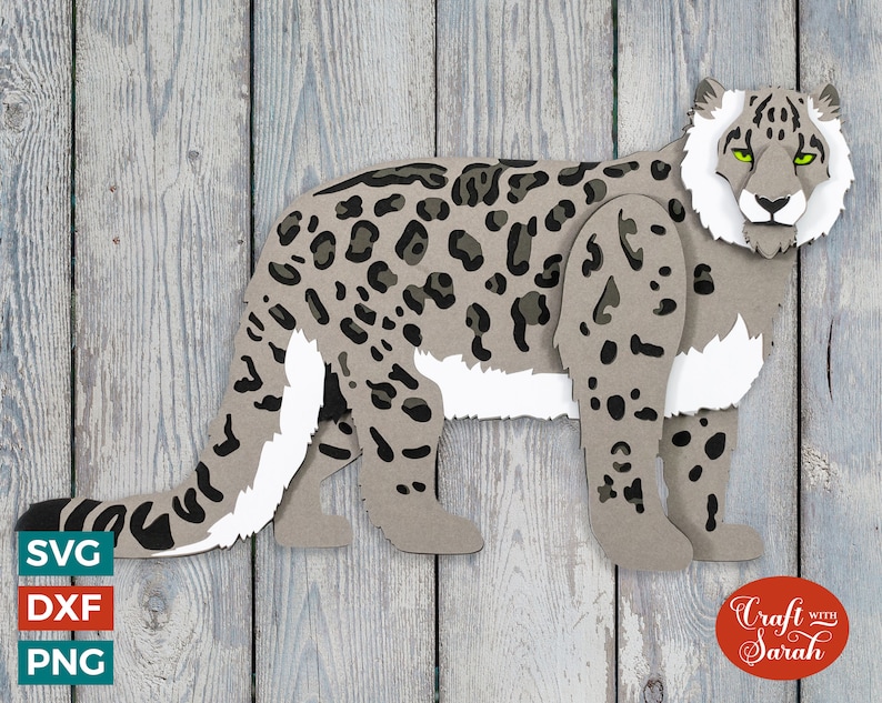 Snow Leopard SVG | 3D Layered Snow Leopard Cut File - Etsy