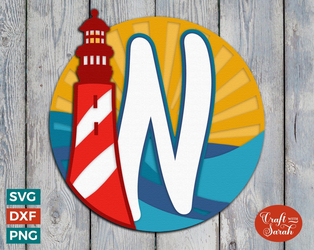 Lighthouse Letter N Layered SVG | 3D Lighthouse Alphabet - Etsy