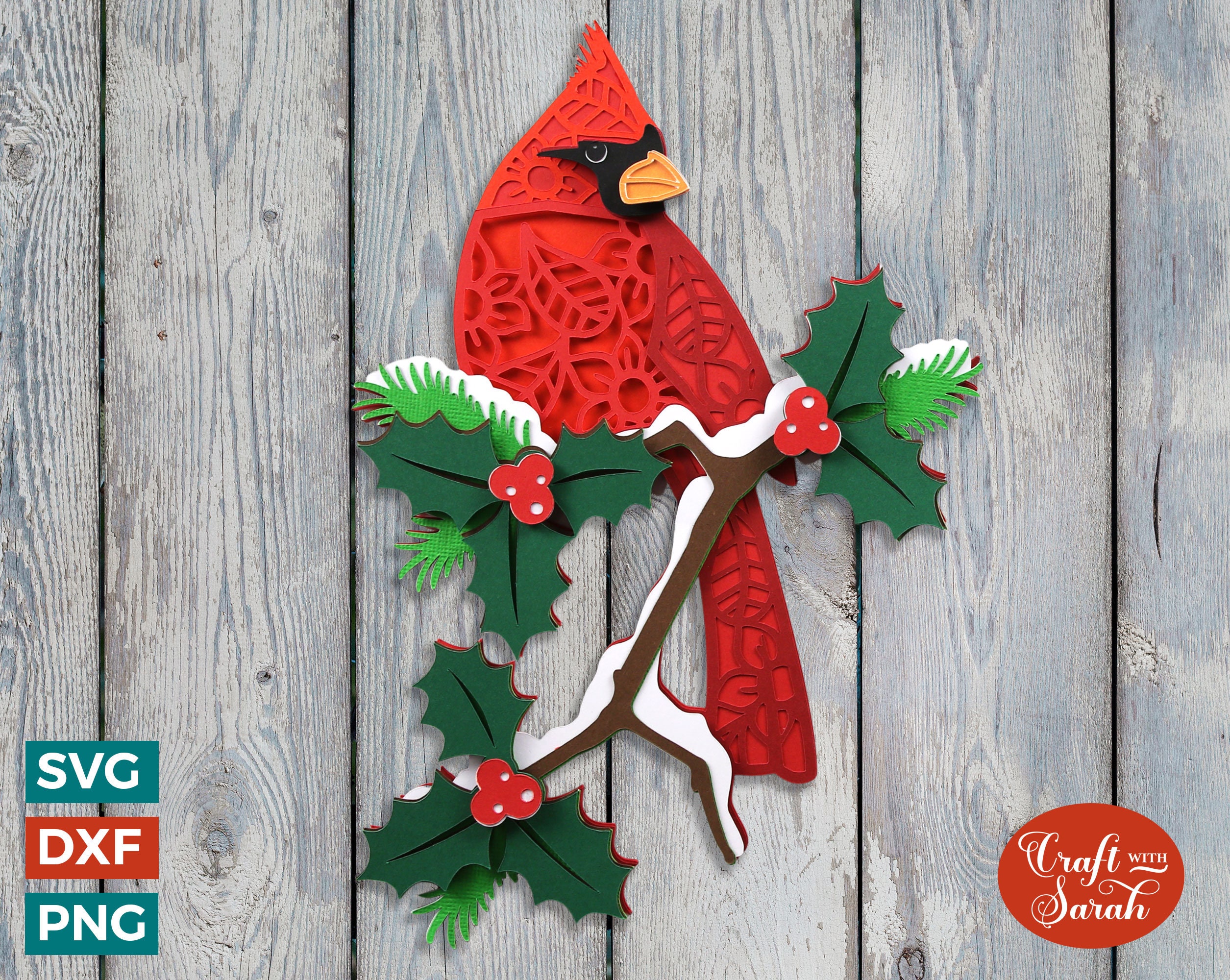 Christmas Cardinal SVG Layered Cardinal Bird Cutting File - Etsy