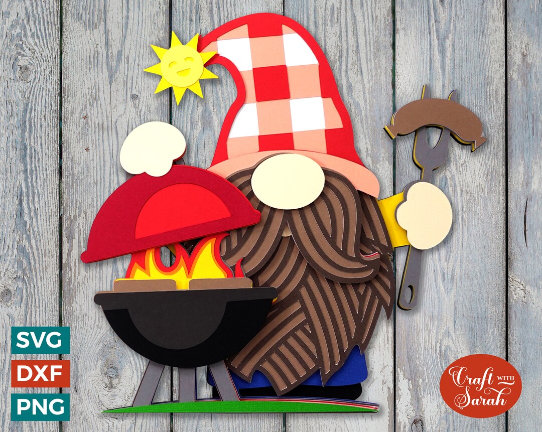 BBQ Gnome SVG | Layered Male Cooking Gonk Cut Files - Etsy