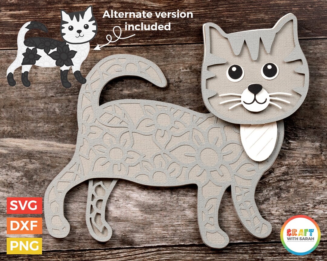 Walking Cat Layered SVG | Layered Shorthaired Cat Cutting File - Etsy