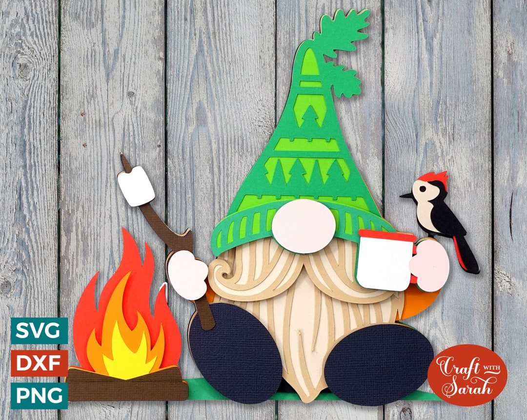 Camping Gnome SVG | Layered Male Outdoor Gonk Cut Files - Etsy