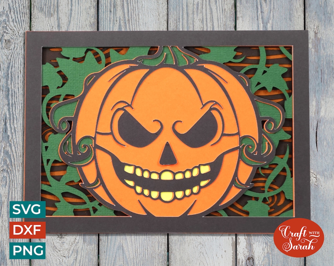 Jack O Lantern Card SVG | Halloween Pumpkin Greetings Card - Etsy