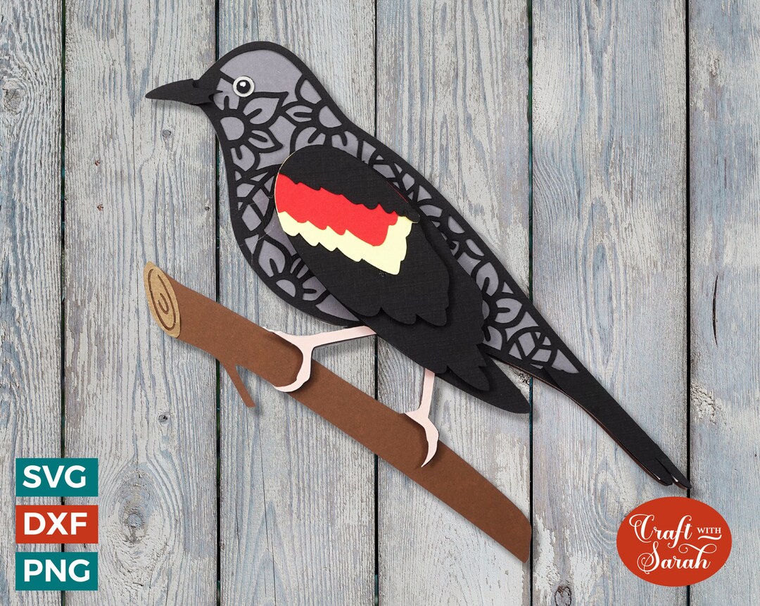 Red Winged Blackbird SVG | 3D Layered Blackbird Cutting File - Etsy