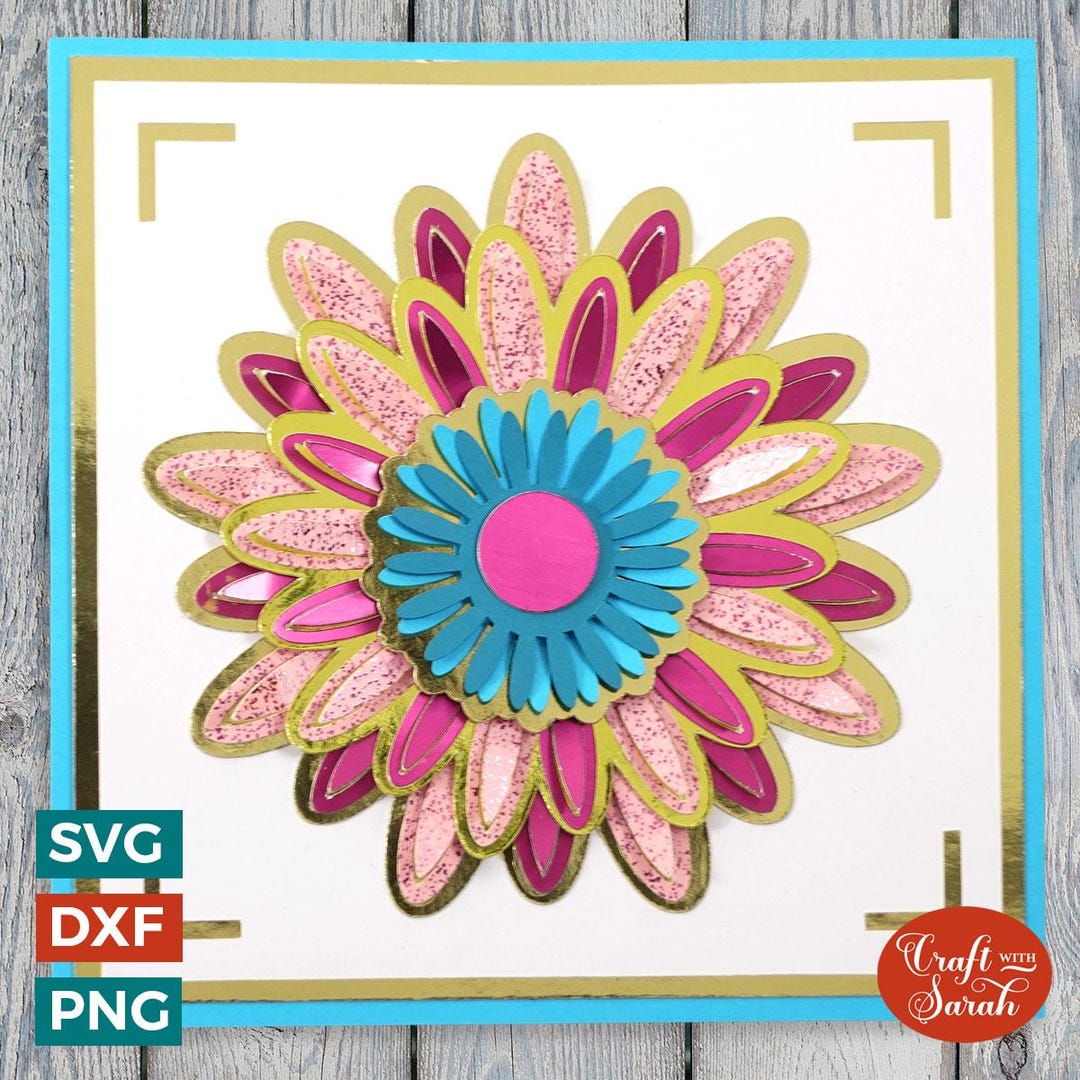 Fold-out Floral Card SVG | Layered Fold-out Flower Greetings Card Cut ...