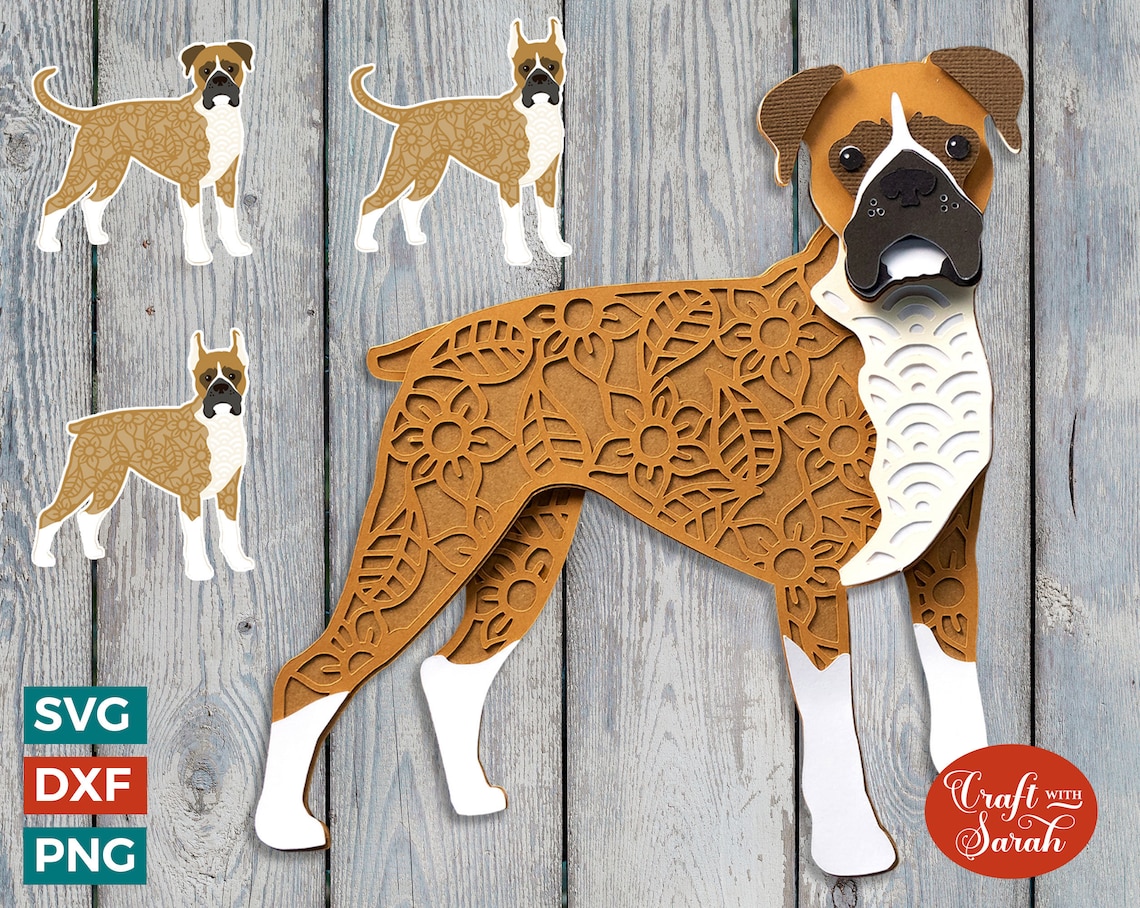 Boxer Dog SVG Layered Boxer Dog Cutting File - Etsy