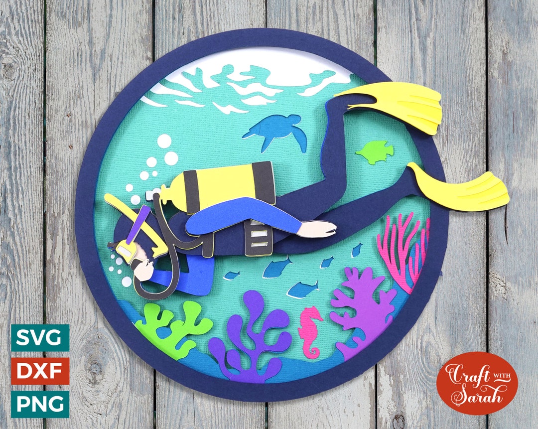 Scuba Diver SVG | Layered Snorkeller Scuba Diver Cut File - Etsy