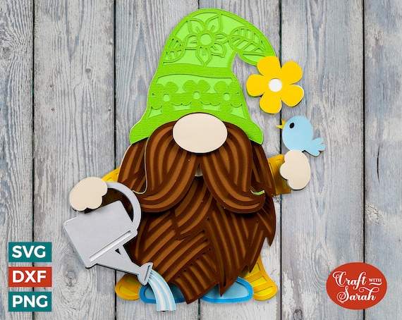 Spring Gnome SVG File Layered Male Spring Gnome Cutting File | Etsy