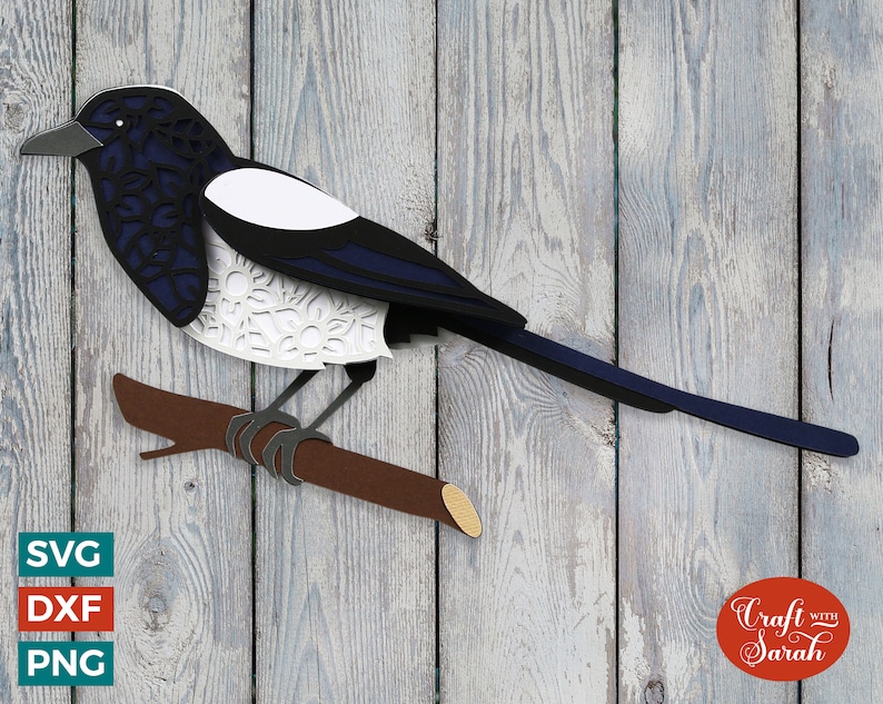 Magpie SVG Layered Magpie Bird Cutting File | Etsy