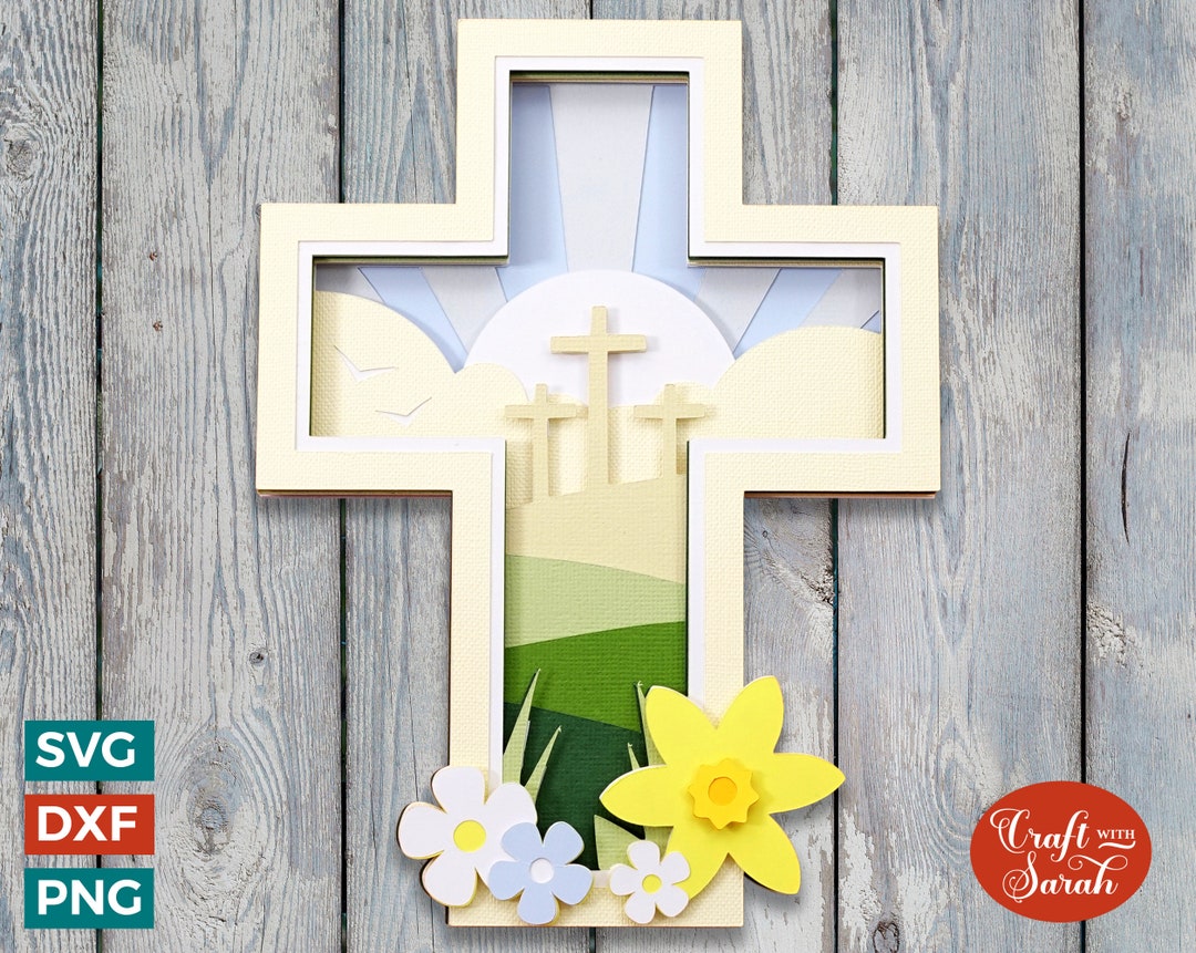 Easter Cross Scene SVG | Layered Easter Cross Religious Cutting File - Etsy