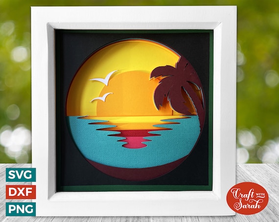 Summer Sunset Shadow Box SVG Layered Sunset Cut File - Etsy