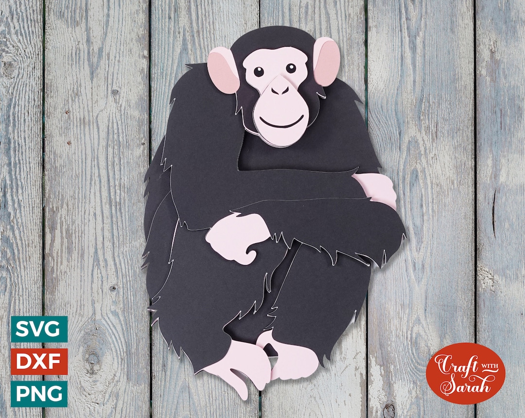 Chimpanzee SVG | 3D Layered Monkey Cutting File - Etsy