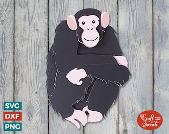 Layered Monkey Chimpanzee SVG File - Etsy