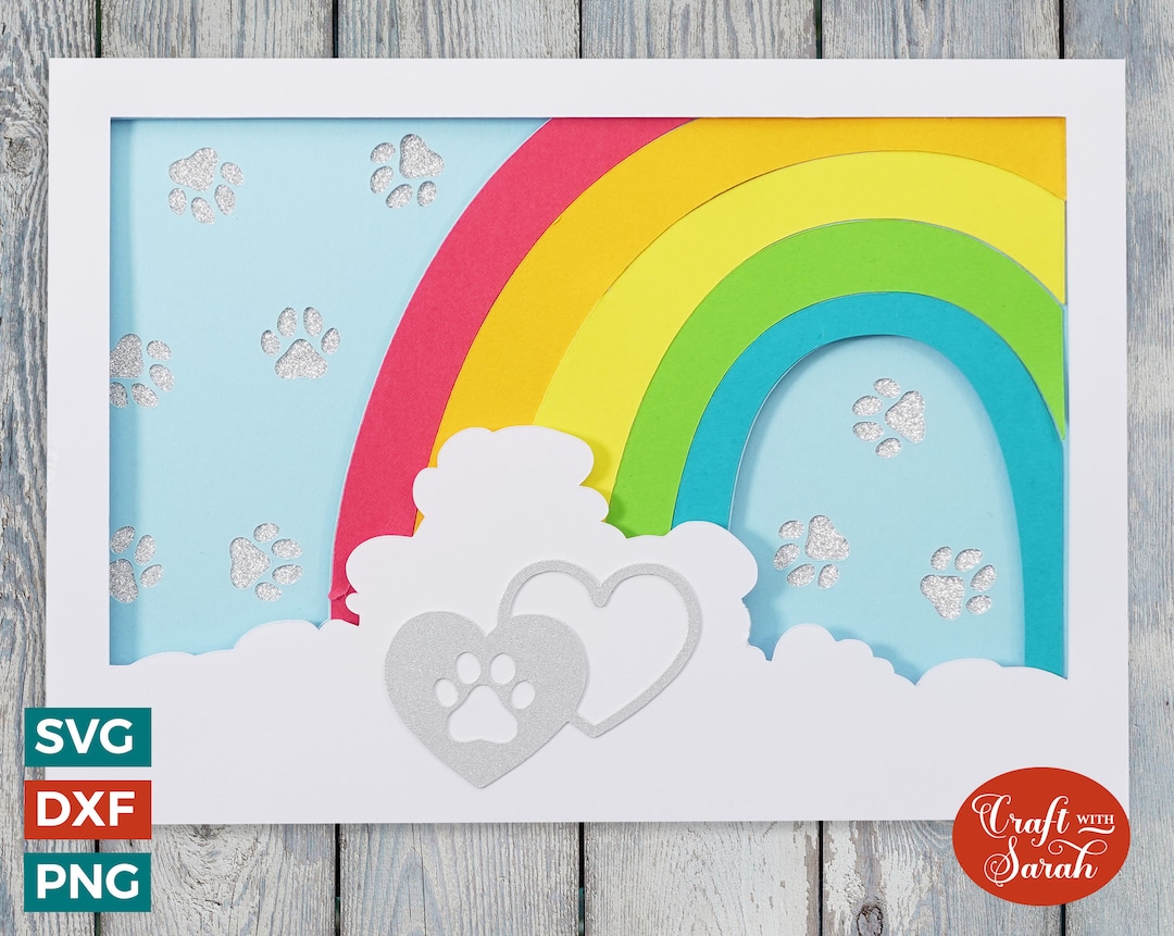Rainbow Bridge Sympathy Card | Layered Sympathy Card SVG - Etsy