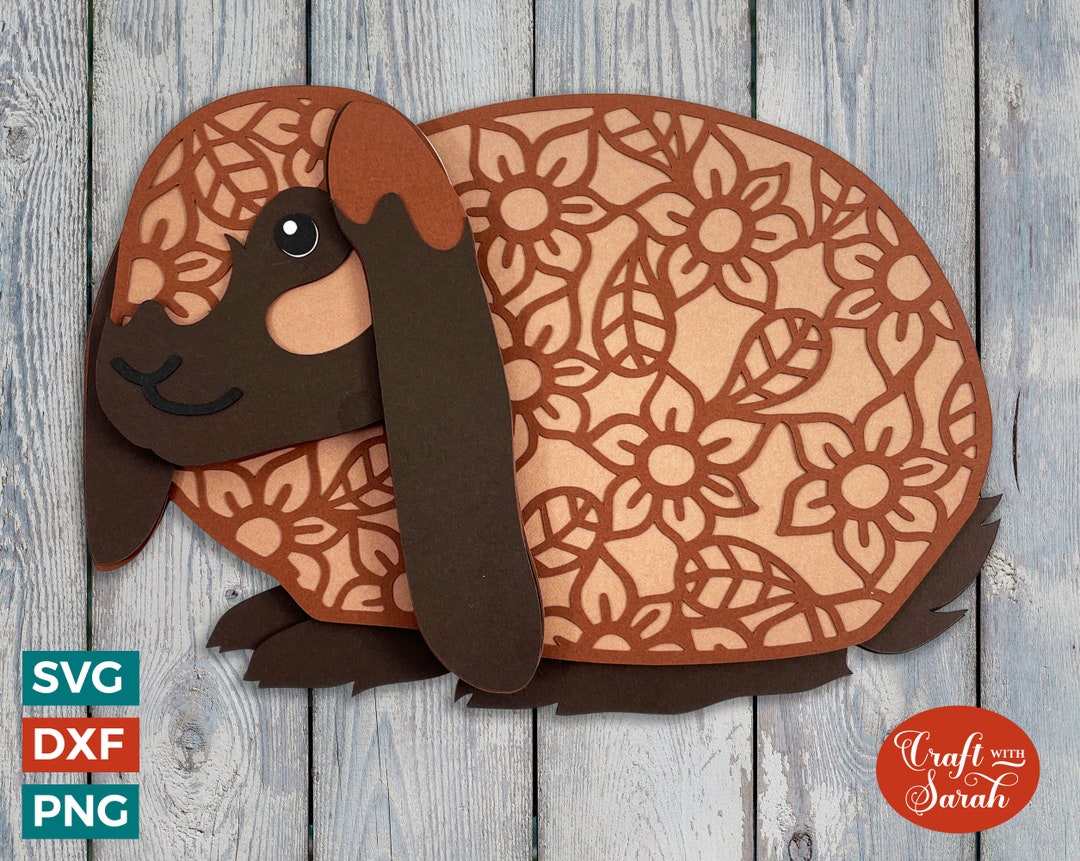 Rabbit SVG | Layered Lop Bunny Cutting File - Etsy