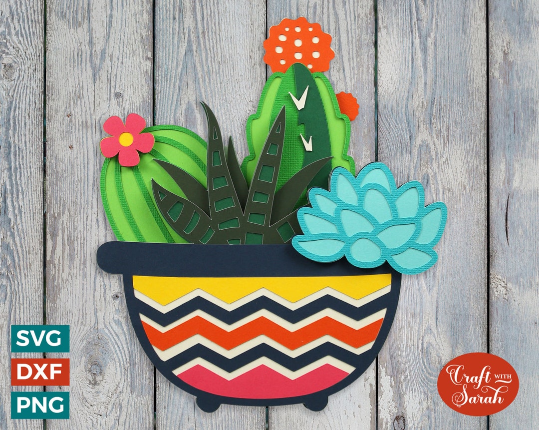 Succulents SVG | 3D Layered Cactus & Succulents Cutting File - Etsy