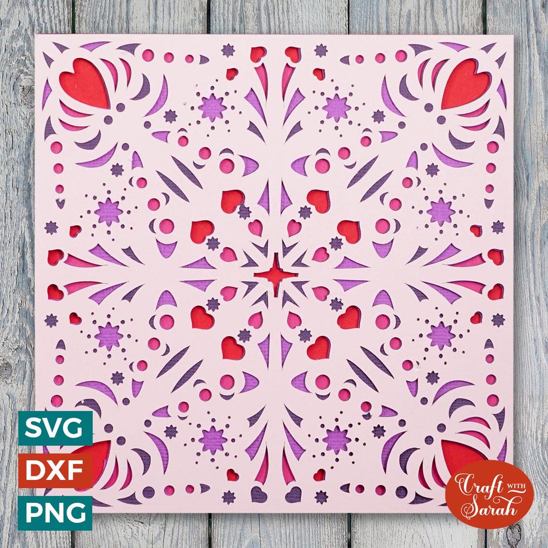 Hearts Quilt Card SVG | Layered Greetings Card Cutting File - Etsy