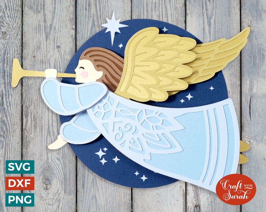 Christmas Angel SVG | Layered Festive Flying Angel Cut File - Etsy
