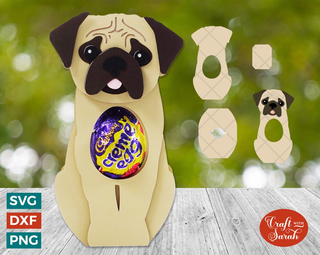Pug Egg Holder SVG | Easter Pug Chocolate Egg Holder - Etsy UK