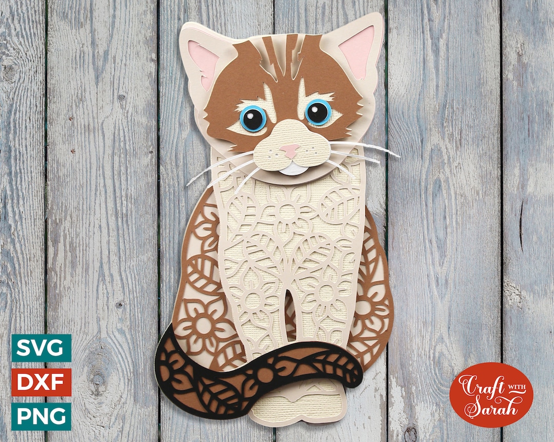 Tabby Kitten SVG | Layered Brown Striped Kitten Cutting File - Etsy