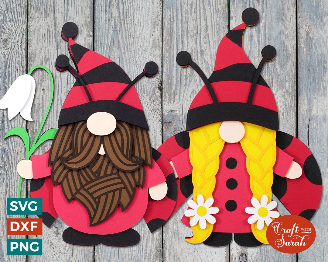 Ladybug Gnome Svgs| 3D Layered Ladybug Gnome Cut Files - Etsy