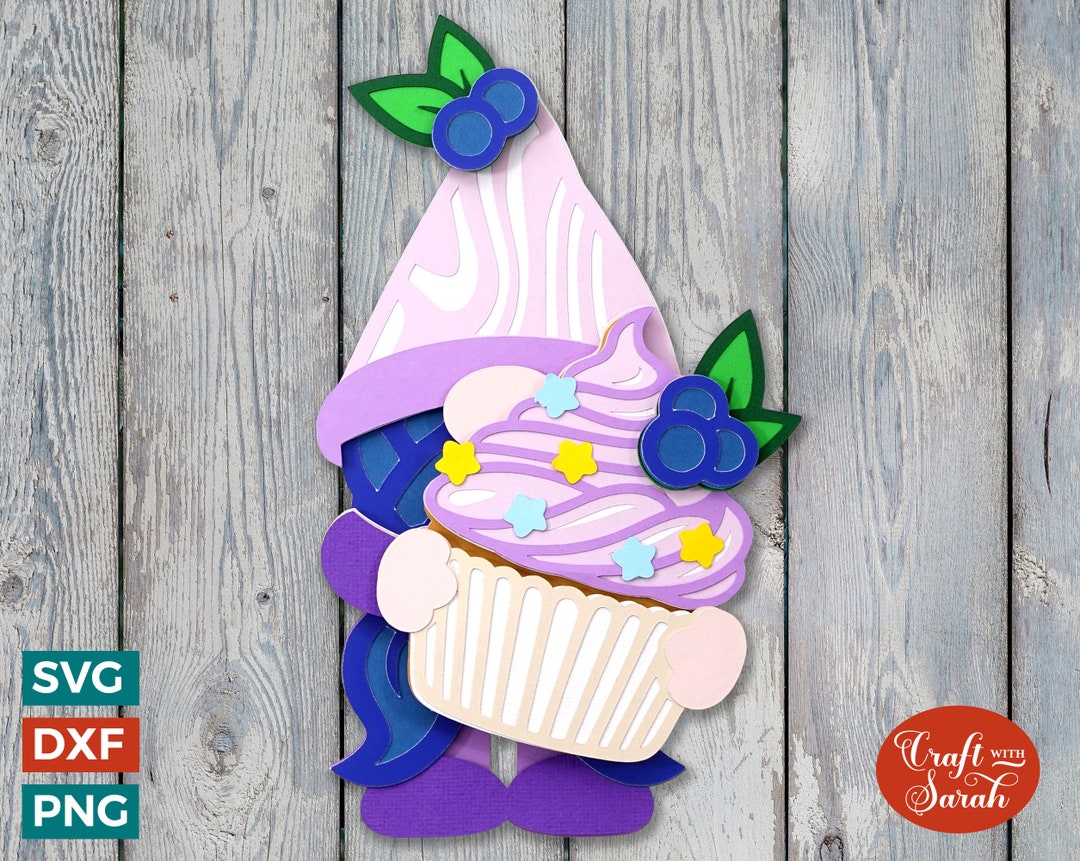 Cupcake Gnome SVG | Layered Female Cake Gonk Cut Files - Etsy