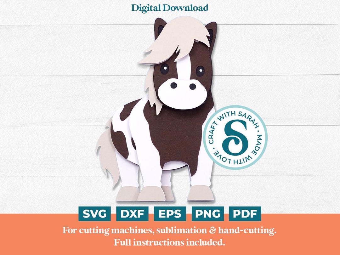 Pinto Horse SVG | Layered Cute Farm Animal Cut Files - Etsy