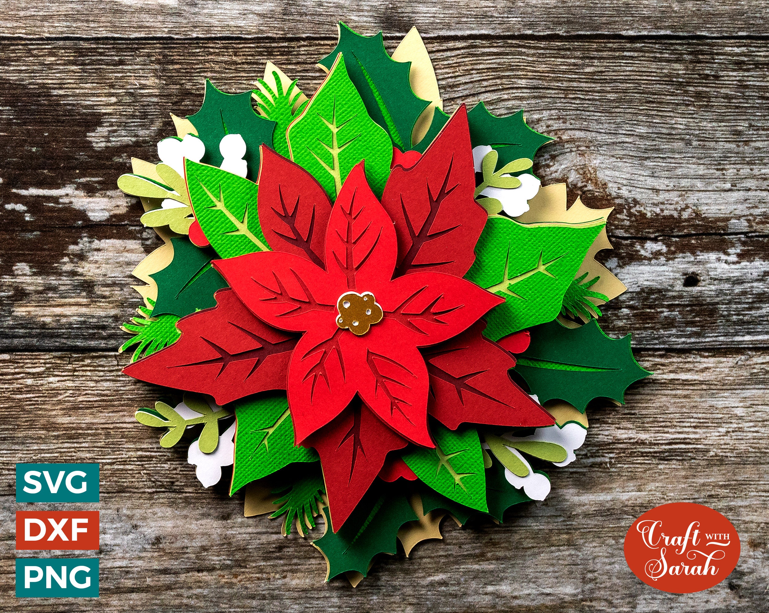 Christmas Poinsettia SVG Layered Poinsettia Flower Cutting | Etsy