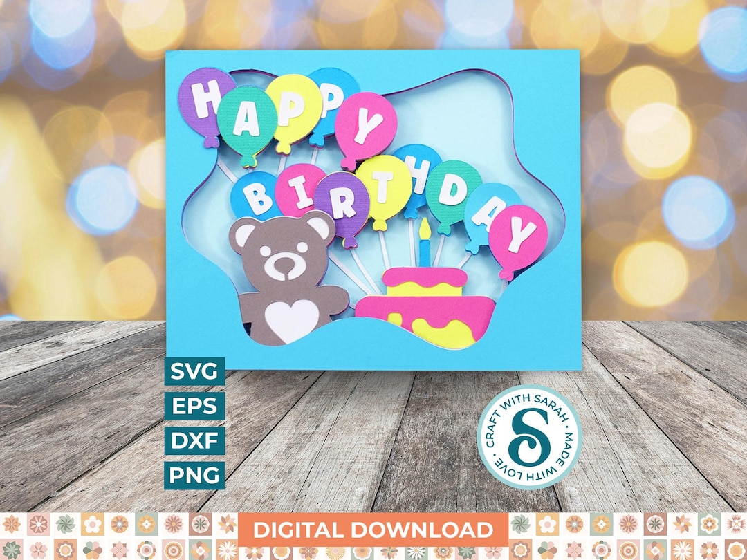 Baby's Birthday A2 Card SVG | Layered Happy Birthday Card Cut Files - Etsy