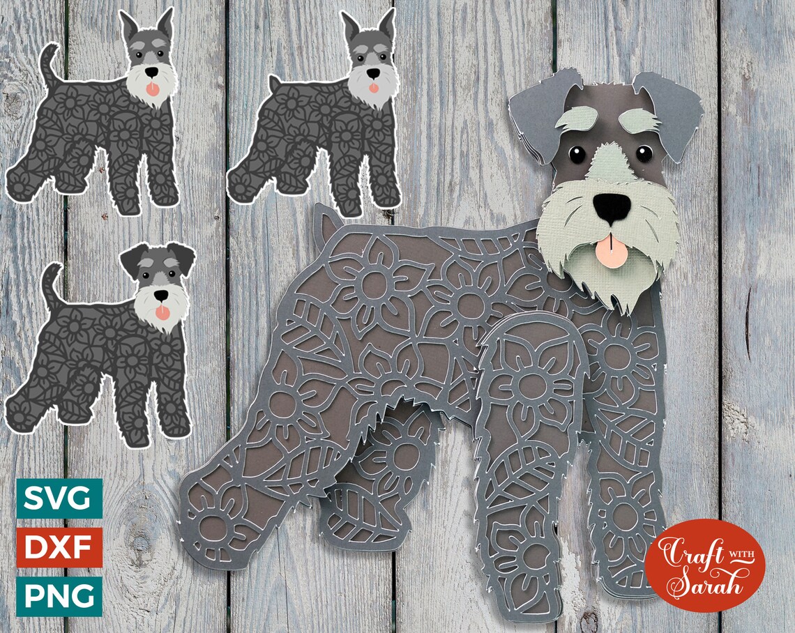 Schnauzer Dog SVG | Layered Miniature Schnauzer Cutting File - Etsy