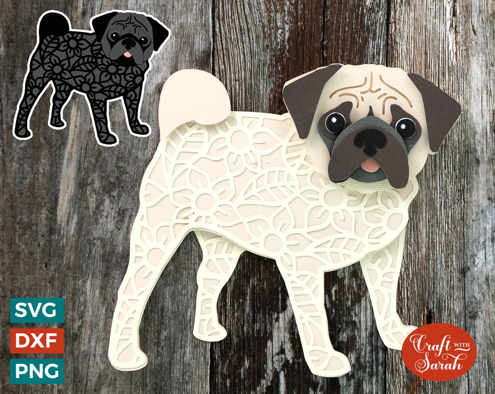Pug SVG Layered Pug Dog Cutting File | Etsy UK