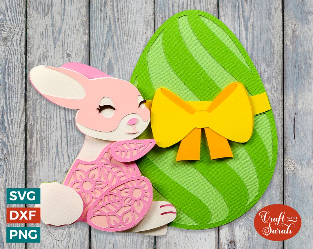 Easter Bunny Hugging Egg SVG File | Layered Easter Egg Cutting File - Etsy