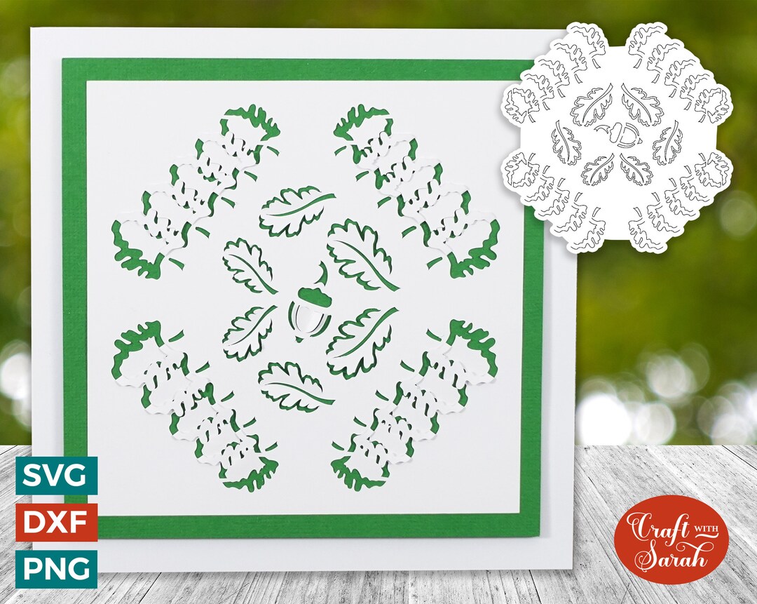 Oak Leaves Cut Tuck Card SVG | Cut & Tuck Greetings Card 17 - Etsy