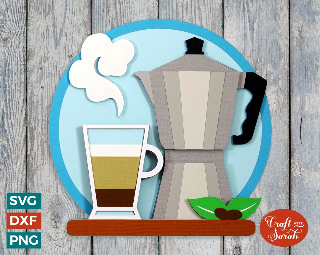 Coffee SVG | Layered Cafetiere Coffee Cutting File - Etsy