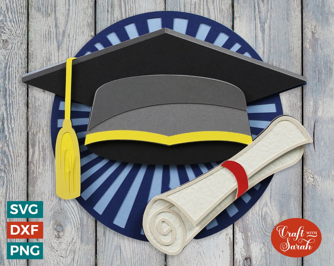 Graduation Cap SVG | Layered Graduation Hat & Diploma Cutting File ...