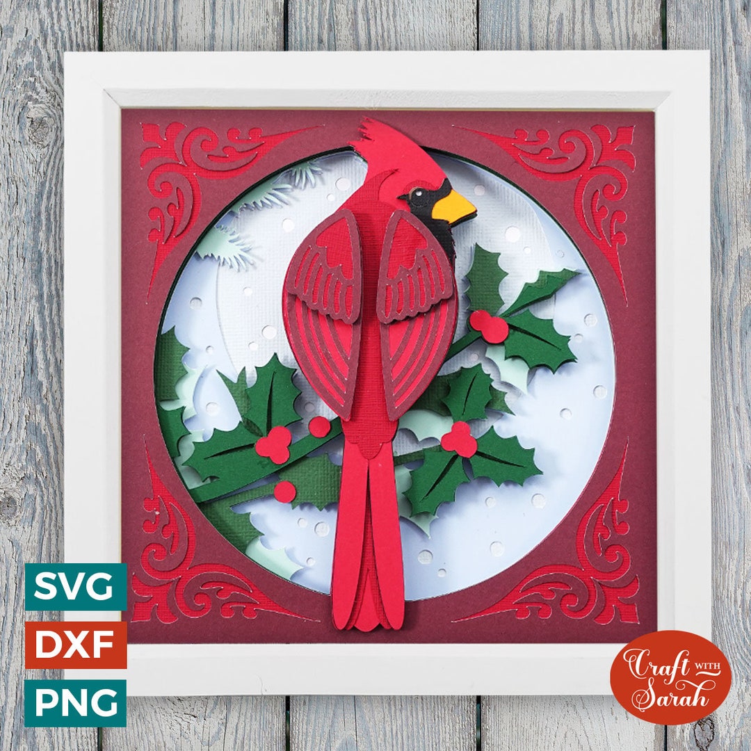 Cardinal Shadow Box SVG | Festive Christmas Shadow Box Cutting File - Etsy