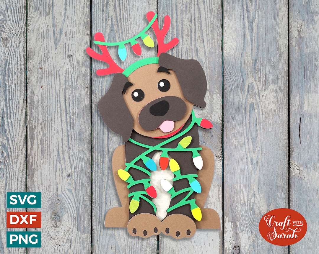 Christmas Dog in Lights SVG | Layered Festive Dog Cut Files - Etsy