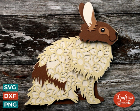 Rabbit SVG Layered Long Fur Rabbit Cutting File | Etsy