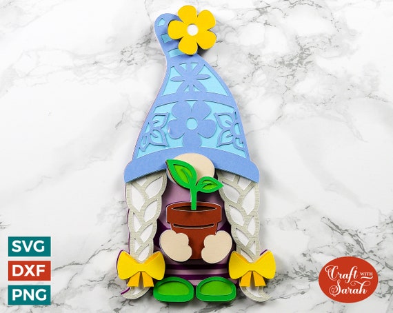Spring Gnome SVG File Layered Female Spring Gnome Cutting | Etsy UK