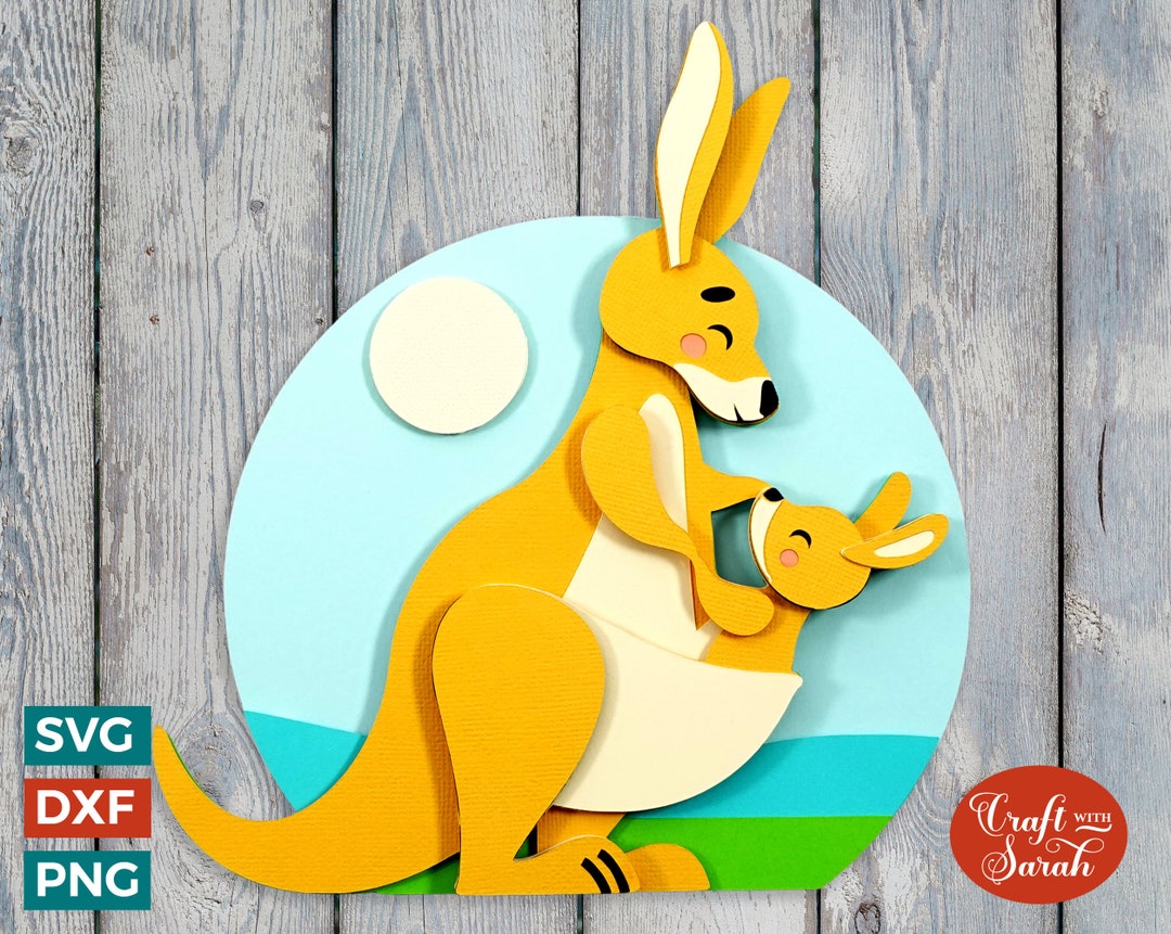 Kangaroo & Joey SVG | 3D Layered Mother and Baby Kangaroo Cut File - Etsy